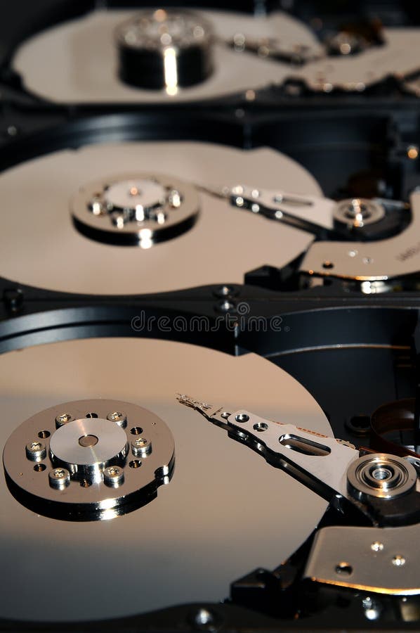 Close Up of Aligned Group of Computer Hard Disc Stock Image - Image of ...