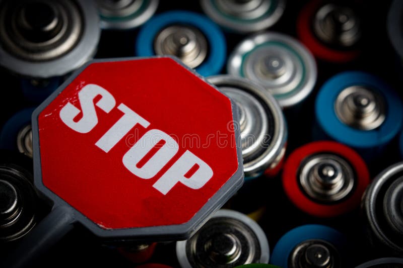 Close-up of AA Batteries on a Smooth Surface. Focus on Battery Detail ...