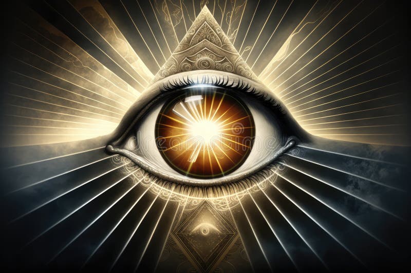 Close-up of All-seeing Eye, with Rays of Light Shining from the Top ...