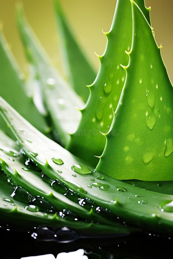 A Close Up of an Aloe Vera with Water Splashing on it. Generative AI ...
