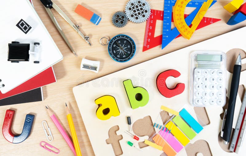 Close Up of Alphabet Board Game and Basic Equipment for Elementary ...