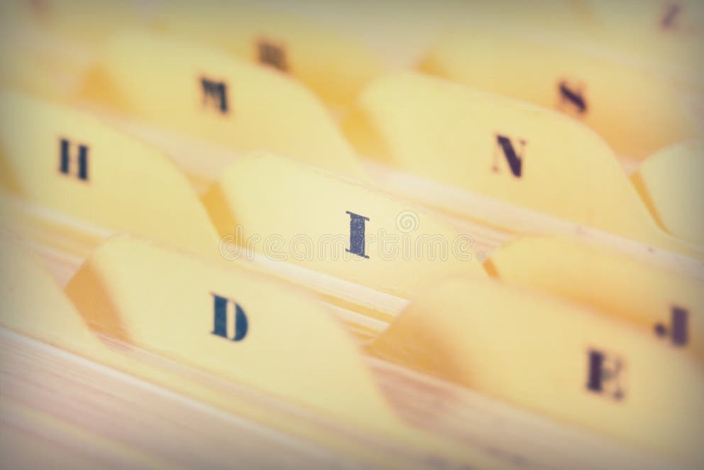 Close Up of Alphabetical Index Cards in Box Stock Image - Image of ...