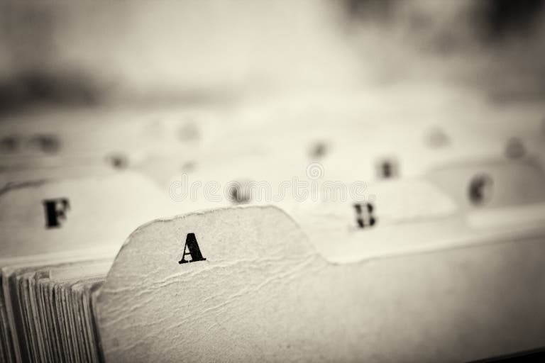 Close Up of Alphabetical Index Cards in Box Stock Photo - Image of ...