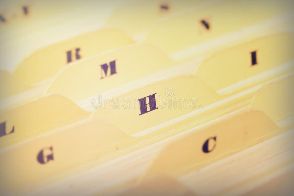 Close Up of Alphabetical Index Cards in Box Stock Photo - Image of list ...
