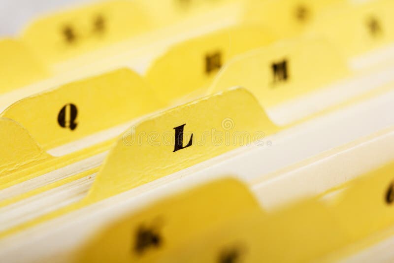 Close Up of Alphabetical Index Cards in Box Stock Photo - Image of list ...