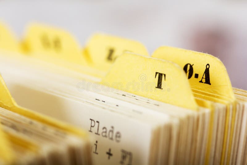 Close Up of Alphabetical Index Cards in Box Stock Image - Image of ...