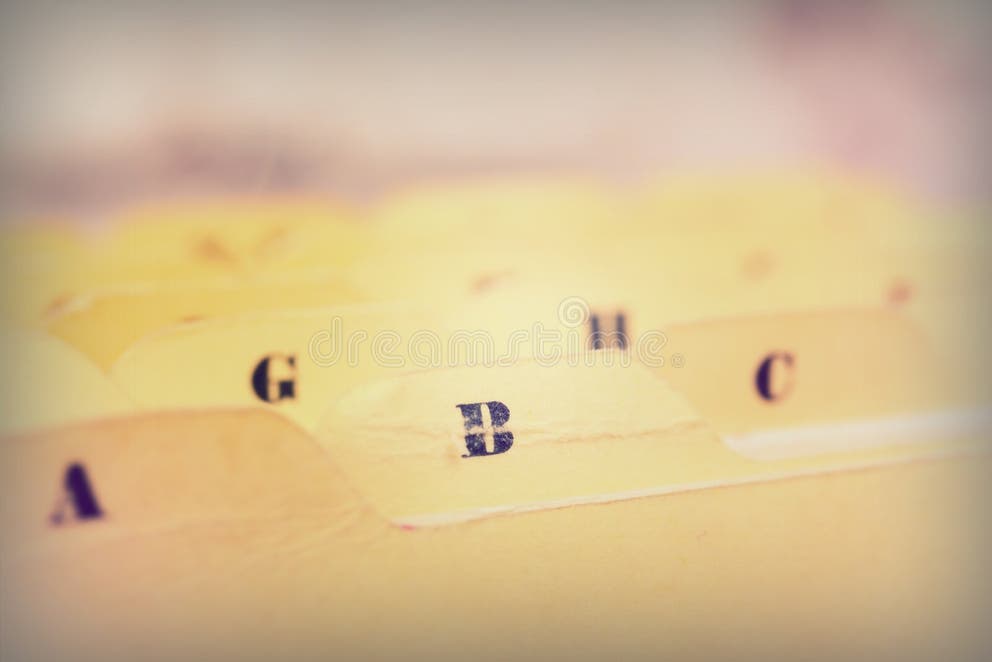 Close Up of Alphabetical Index Cards in Box Stock Image - Image of ...