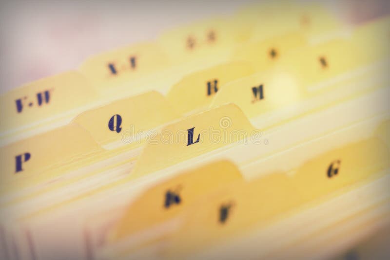 Close Up of Alphabetical Index Cards in Box Stock Image - Image of ...