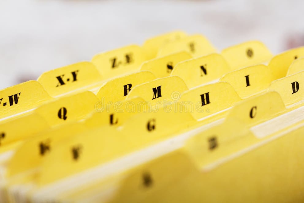 Close Up of Alphabetical Index Cards in Box Stock Image - Image of ...