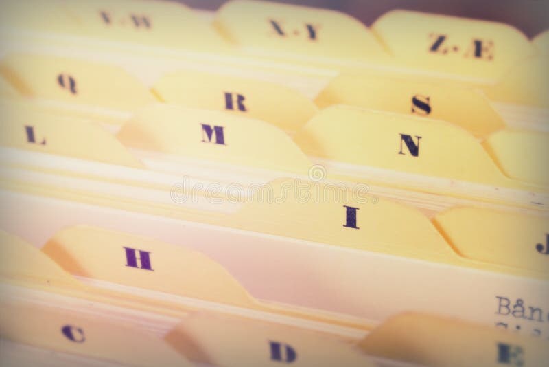 Close Up of Alphabetical Index Cards in Box Stock Photo - Image of ...