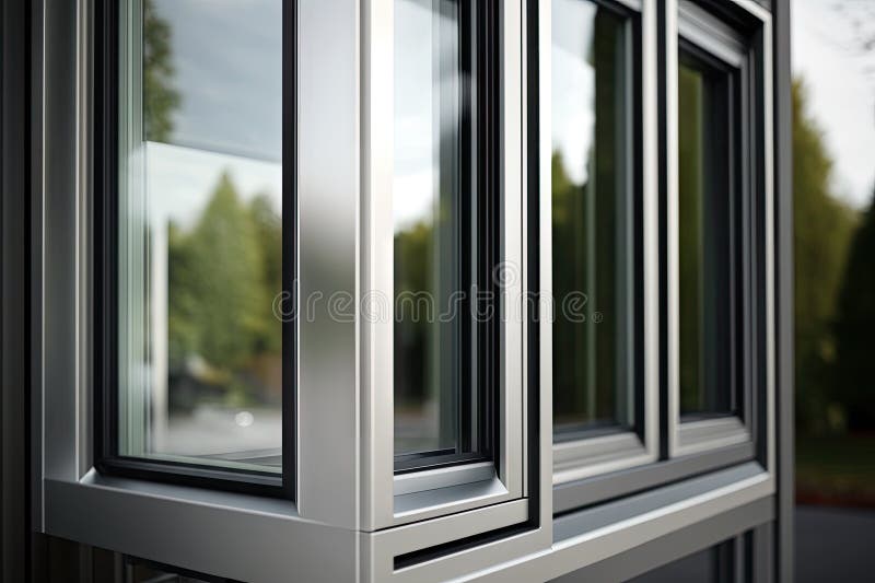 Close-up of Aluminium Windows, with Clear View of the Outside Stock ...