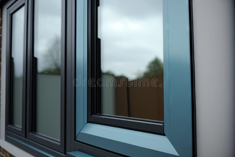 Close-up of Aluminium Windows, with Clear View of the Outside Stock ...