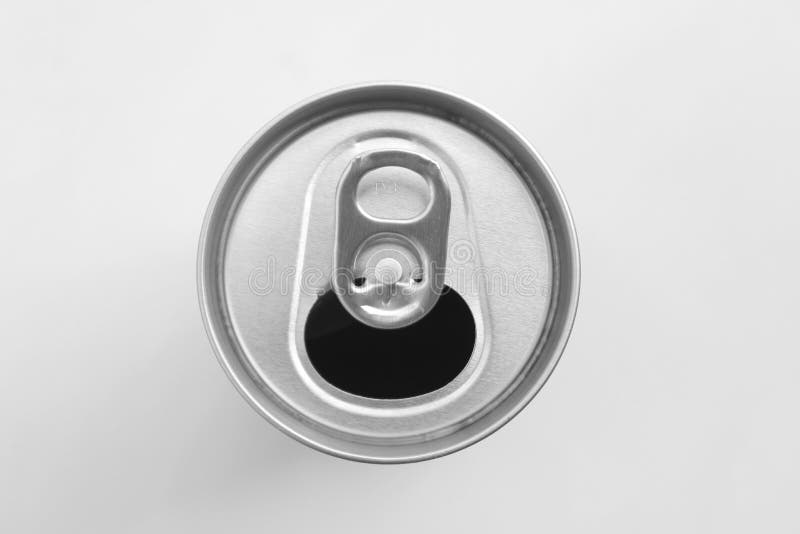 Close Up of Aluminum Can on a Top View, Soda Can White and Black. Open ...