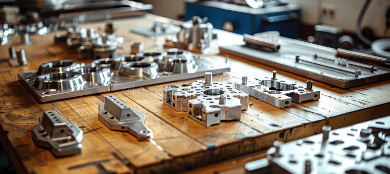 Close-Up of Aluminum Molds for Precision Engineering on a Workshop Bench Stock Photo - Image of ...