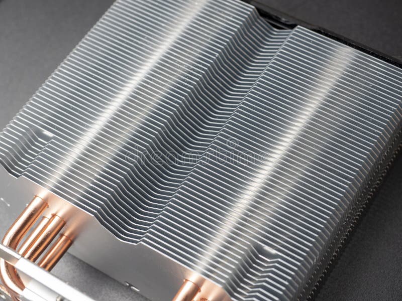 Close-up of an Aluminum Radiator of a Computer Processor with Copper ...