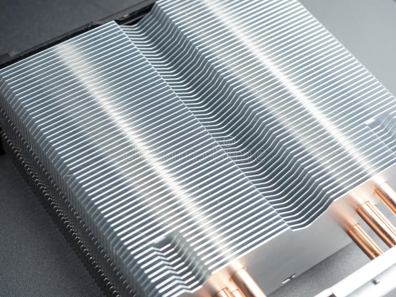 Close-up of an Aluminum Radiator of a Computer Processor with Copper ...