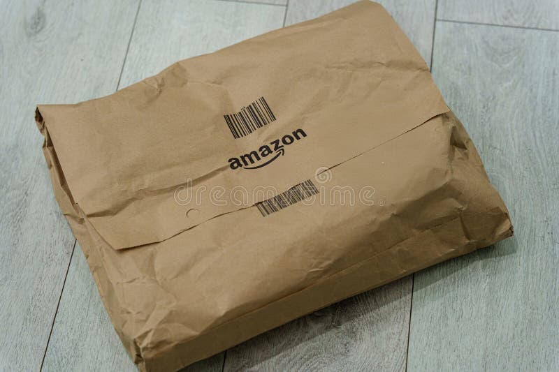 A Close-up of an Amazon Package, Representing Online Shopping, E ...