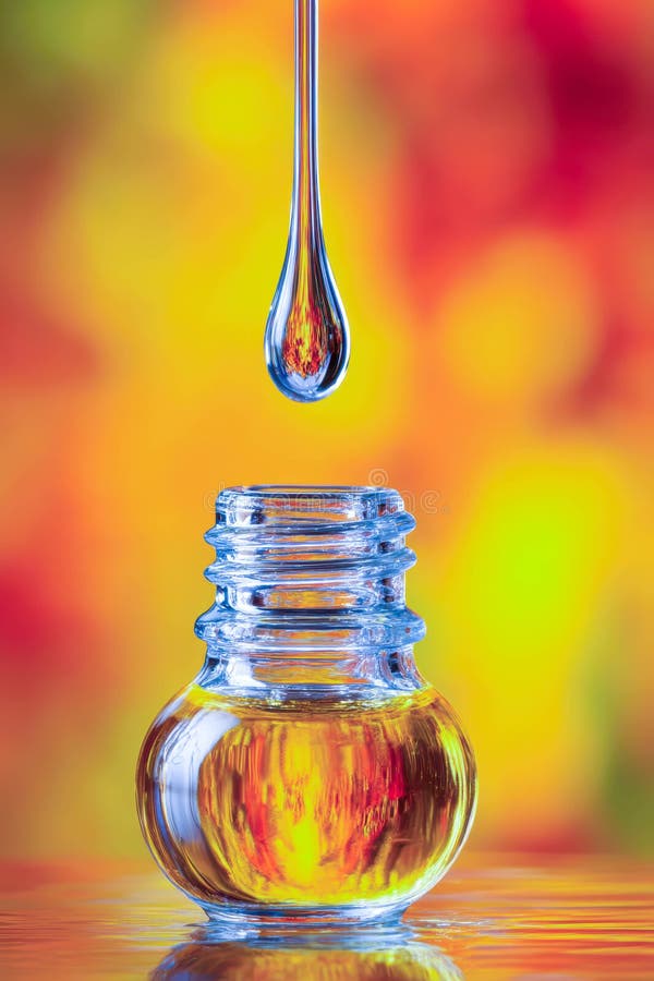 Close Up of Amber Dropper Bottle Dripping Essential Oil into Diffuser ...