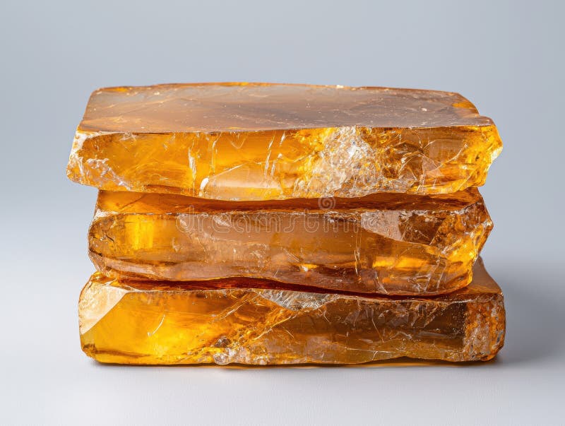 Close-up of Amber Resin Pieces Stacked on a Gray Background Stock ...