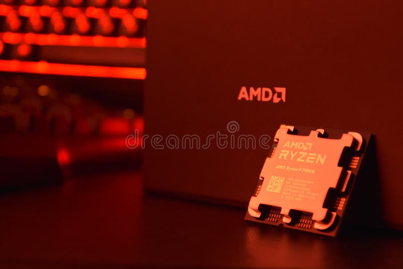 A Close-up of an AMD Ryzen 9 3900X Processor in a Packaging Box with ...