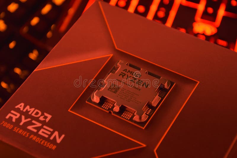 A Close-up of an AMD Ryzen 9 3900X Processor in a Packaging Box with ...
