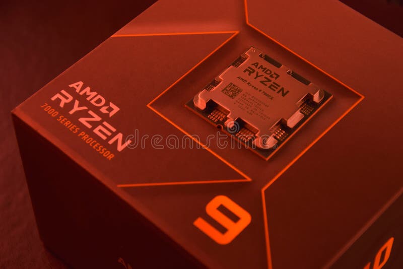 A Close-up of an AMD Ryzen 9 3900X Processor in a Packaging Box with ...