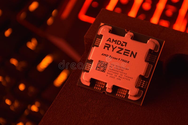 A Close-up of an AMD Ryzen 9 3900X Processor in a Packaging Box with ...