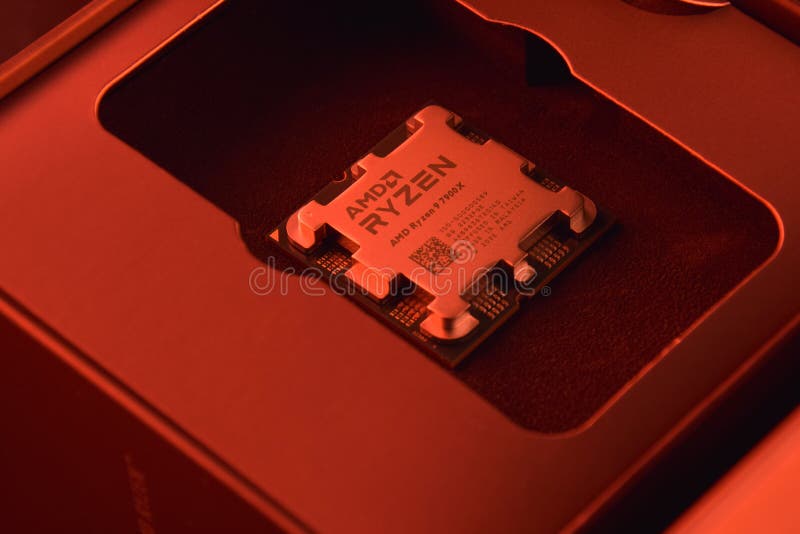 A Close-up of an AMD Ryzen 9 3900X Processor in a Packaging Box with ...
