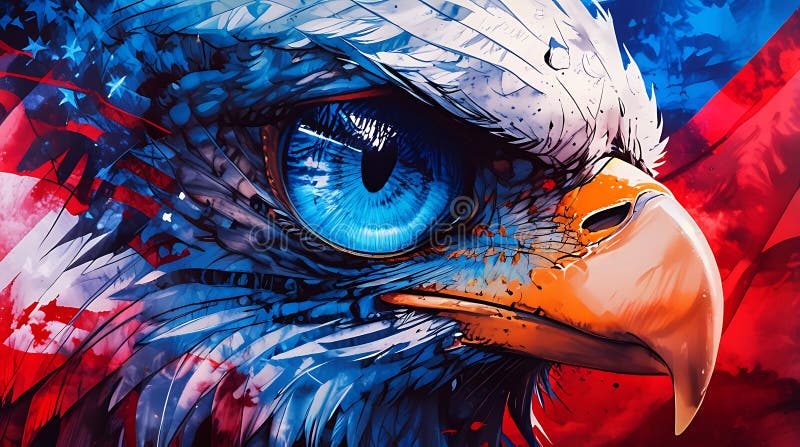 American Bald Eagle with USA Flag Colors. (Ai Generative) Stock ...