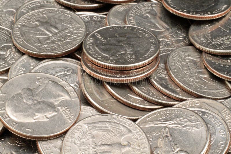 Close Up of American Quarters Stock Photo - Image of quarter, united ...