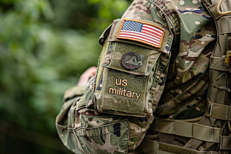 Close-Up of American Soldier S Uniform with US Flag Patch Stock ...