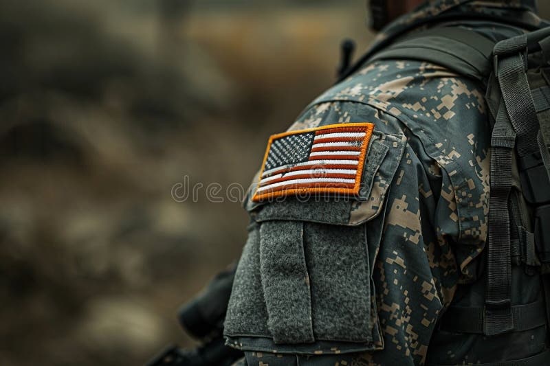 Close-Up of American Soldier S Uniform with US Flag Patch Stock ...