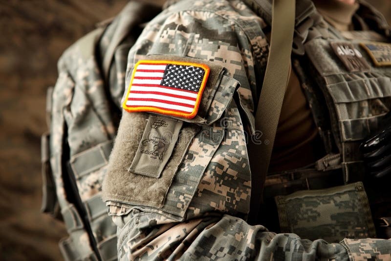 Close-Up of American Soldier S Uniform with US Flag Patch Stock ...