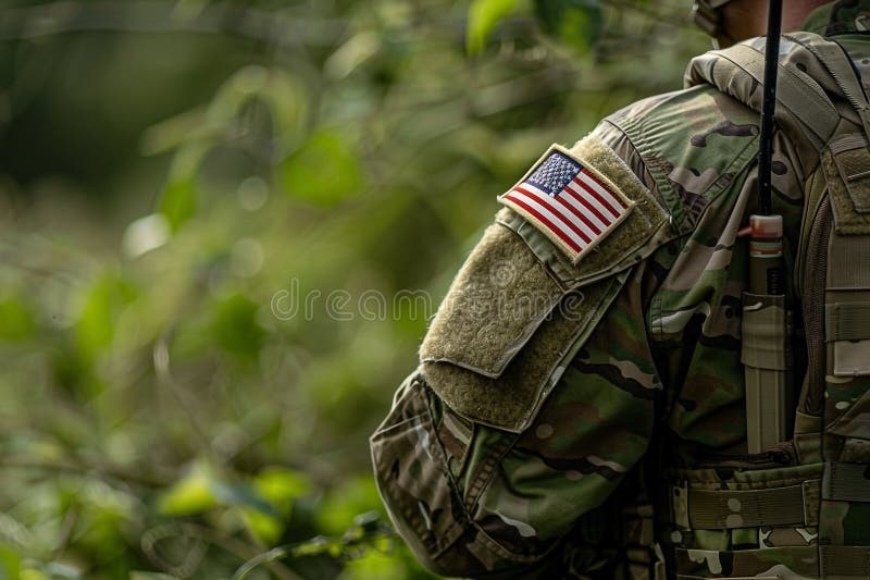 Close-Up of American Soldier S Uniform with US Flag Patch Stock ...