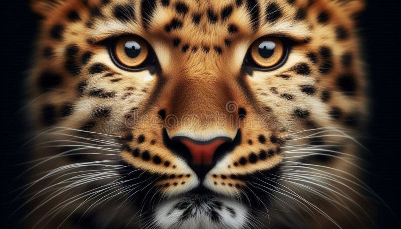 Close-Up of an Amur Leopards Face Stock Illustration - Illustration of ...