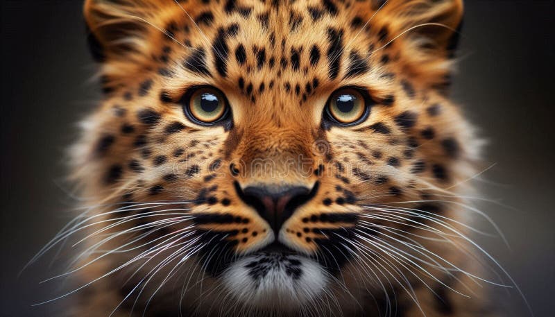 Close-Up of an Amur Leopards Face Stock Illustration - Illustration of ...