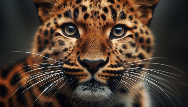 Close-Up of an Amur Leopards Face Stock Illustration - Illustration of ...