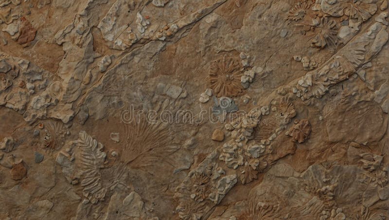 Close-Up of Ancient Fossils Embedded in Rock with Detailed Texture and ...