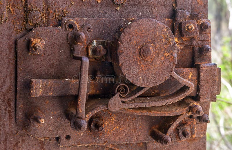 Close Up Ancient Rust Iron Forged Door Lock Stock Photo - Image of ...