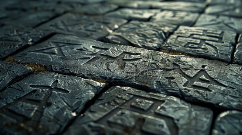 Close-up of Ancient Stone Carvings with Intricate Symbols and Patterns ...