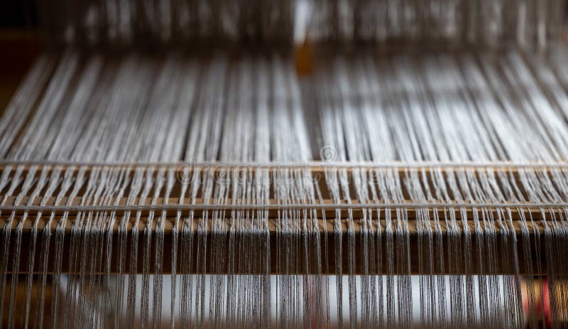 Close-up of Ancient Traditional Hand Weaving Loom or Weaving Machine ...