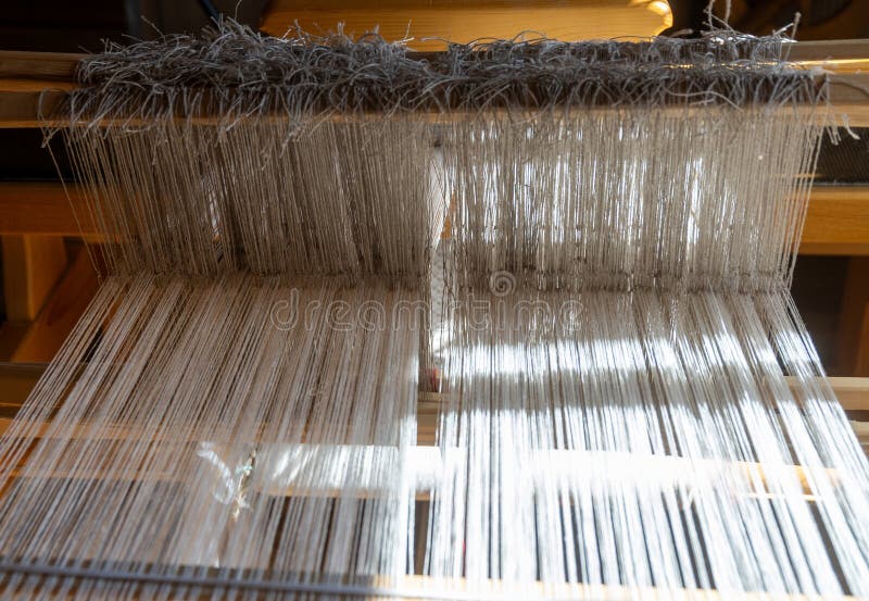 Close-up of Ancient Traditional Hand Weaving Loom or Weaving Machine ...