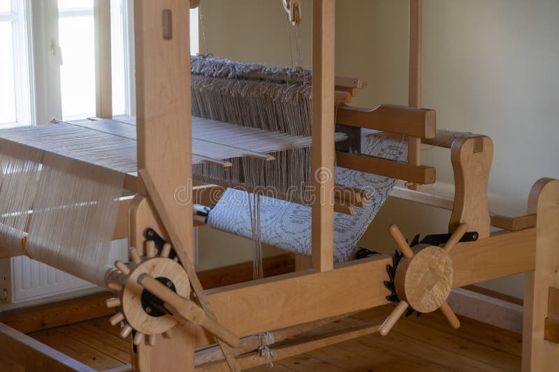 Close-up of Ancient Traditional Hand Weaving Loom or Weaving Machine ...