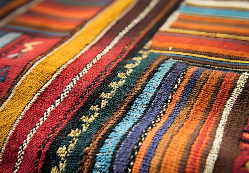 Vibrant Andean Patterned Rug Close-Up Stock Illustration - Illustration ...