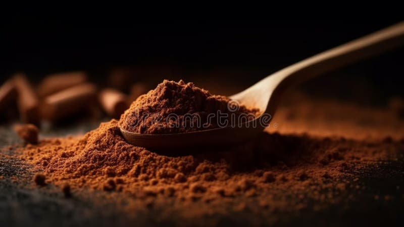 The Close-up Angle of the Cinnamon Powder Sprinkled Over a Spoon ...