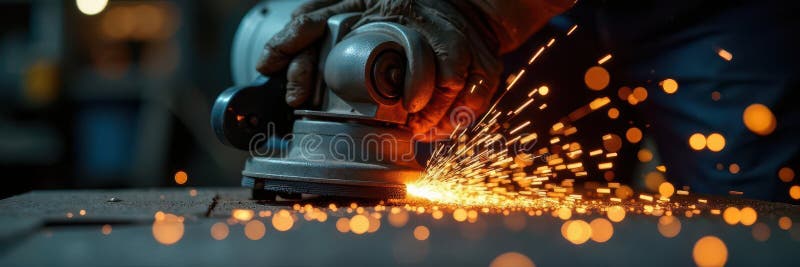 Close Up of Angle Grinder Sparks, Metalwork in Progress , Vibrant ...