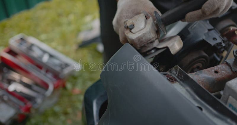 Close-up of an Angle Grinder from Which Sparks Fly. Metal Work. Stock ... Close-up of an Angle Grinder from Which Sparks Fly. Metal Work. Stock ...