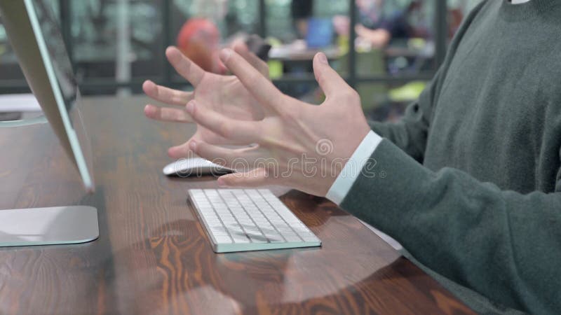 Close Up of Angry Man Hands Gesture at Work, Using Keyboard Stock Image ...