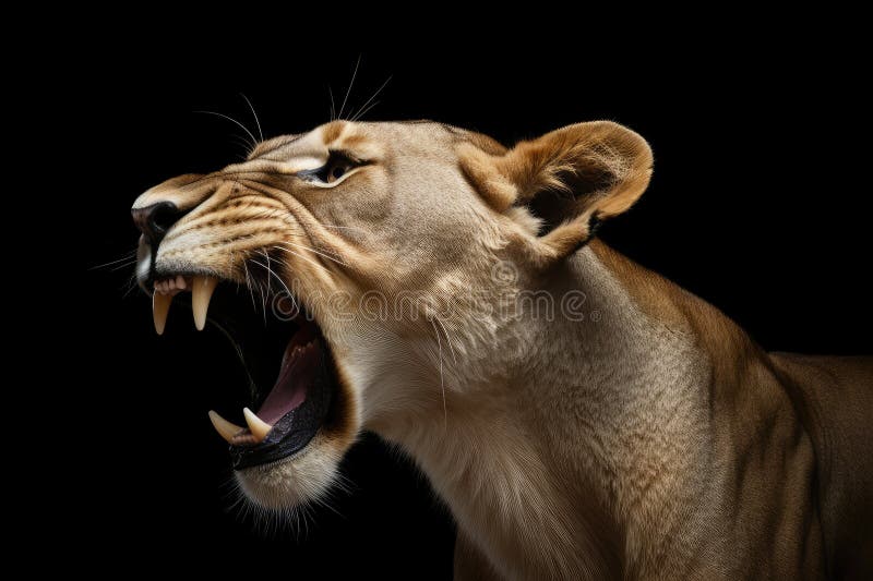 Close-up of an Angry Roaring Lion Ready To Attack. Generative AI Stock ...