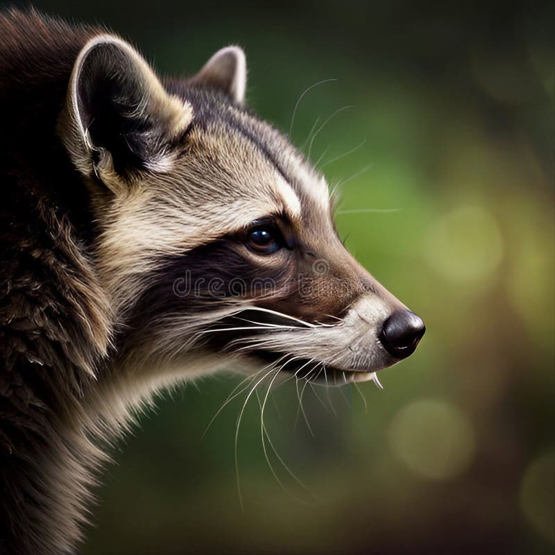 Close Up Animal Side Face of a Raccoon, Created with Generative AI ...